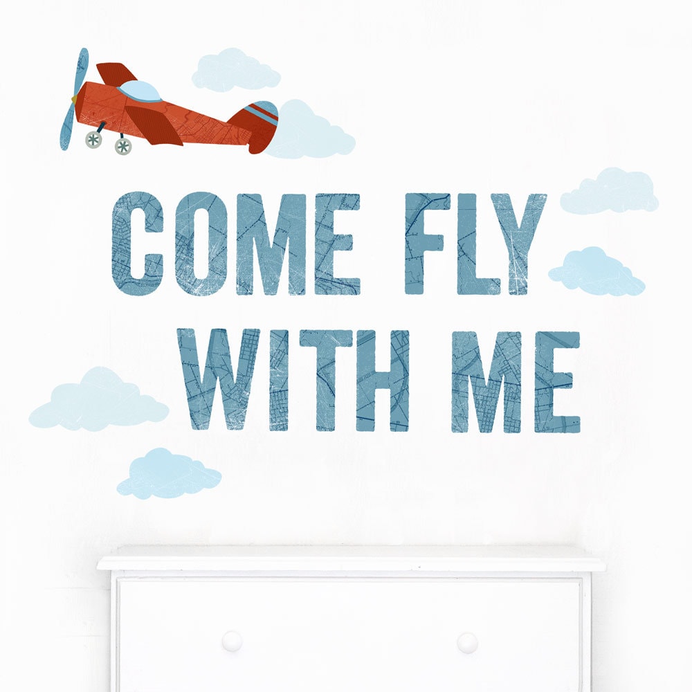 Come Fly With Me - Fabric Wall Decal - First Flight - Mej Mej - Etsy
