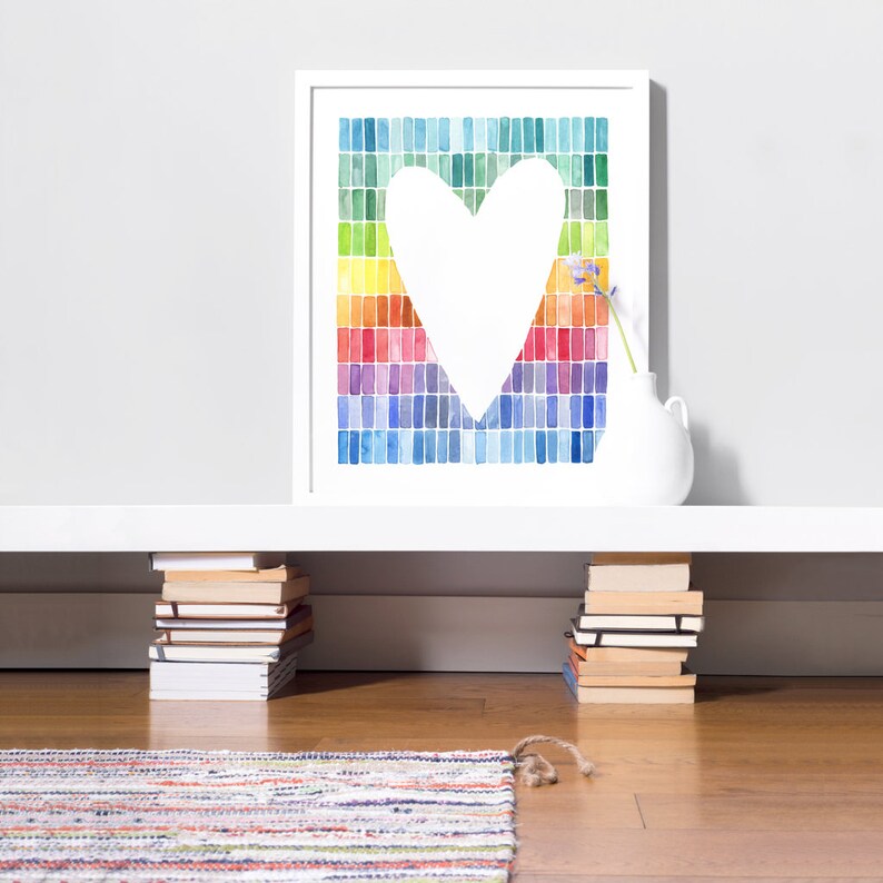Rainbow Heart Paper Print Color Story Mej Mej | Etsy
