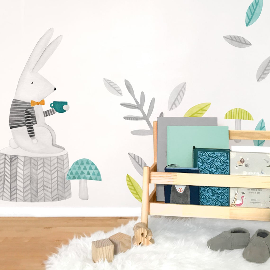 Thoughtful Rabbit Fabric Wall Decal Woodland Mej Mej - Etsy
