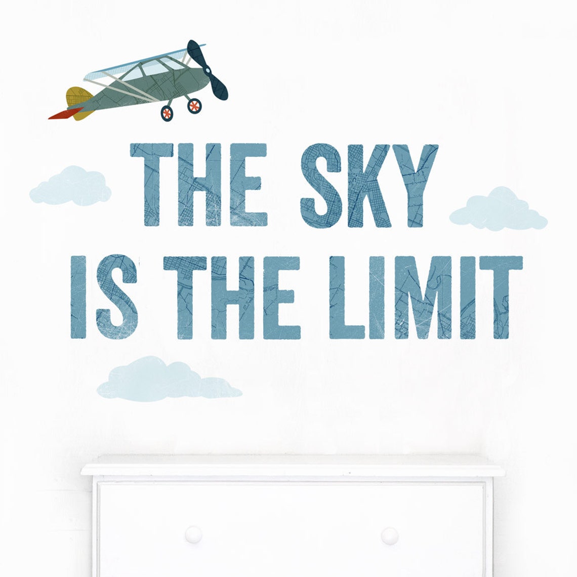 The Sky Is The Limit Fabric Wall Decal First Flight Mej | Etsy