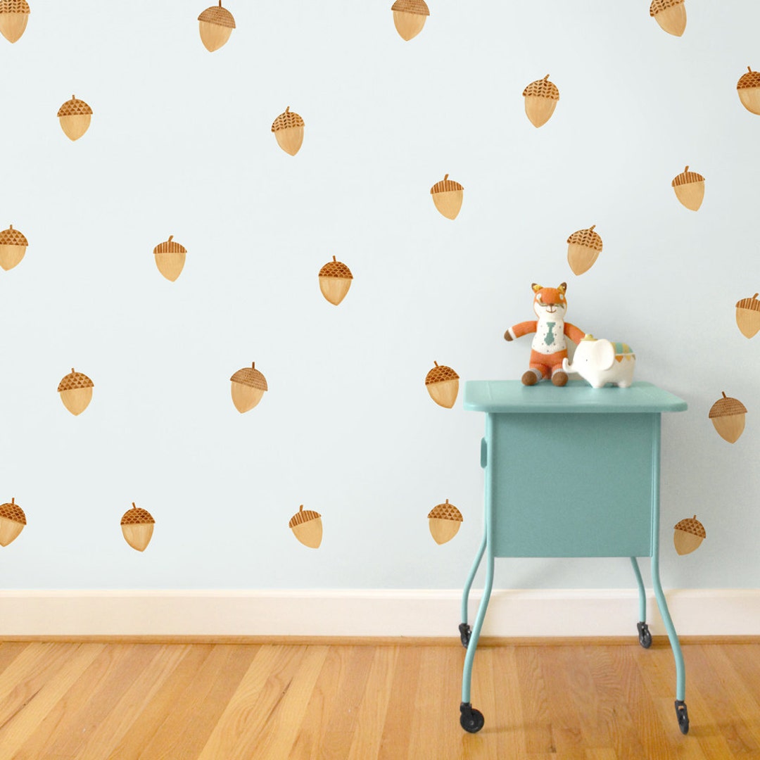Acorn Toss Brown - Fabric Wall Decal - Woodland - Mej Mej - Etsy