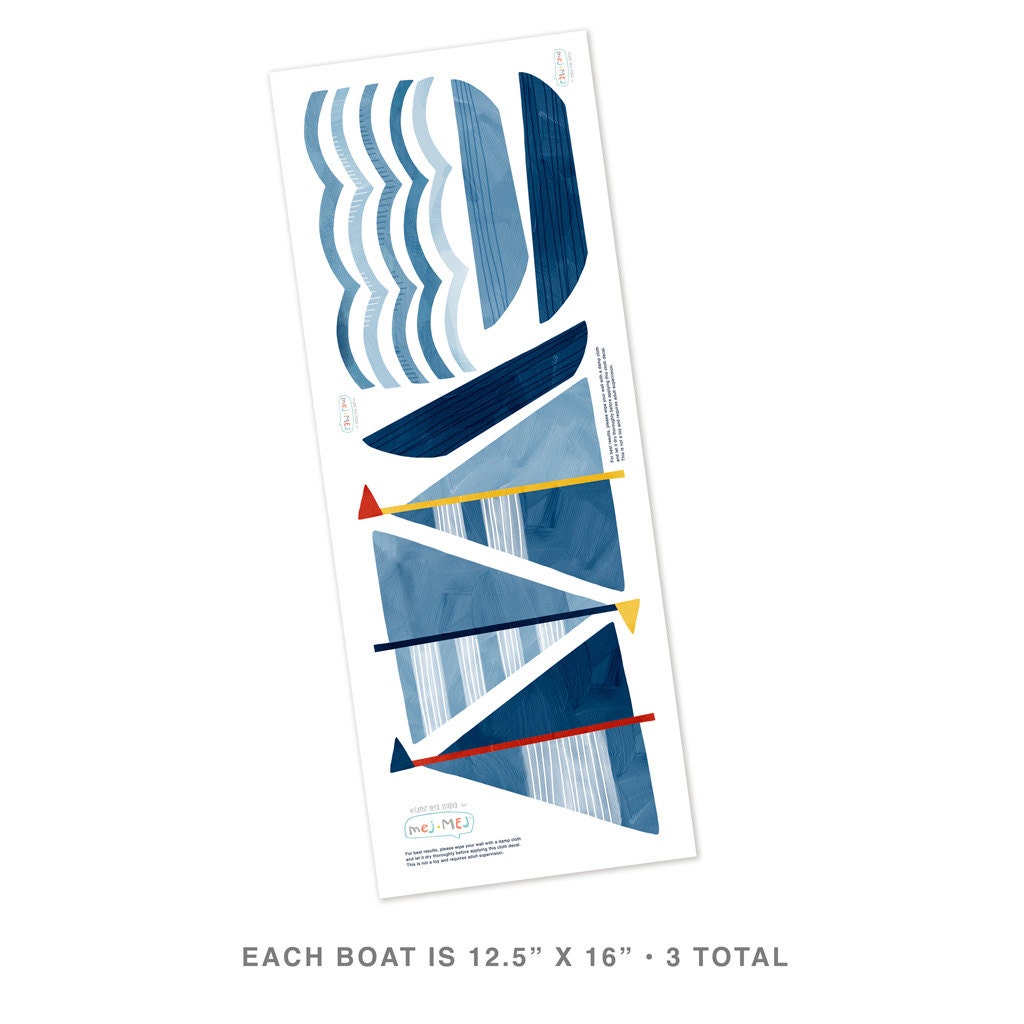 Three Boats Fabric Wall Decal Sag Harbor Mej Mej - Etsy