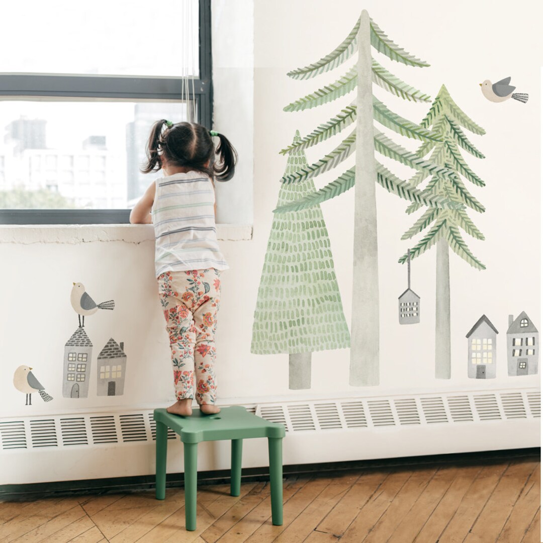 Pine Forest Kit - Small - Peel-and-stick Wall Decals - Mej Mej - Etsy