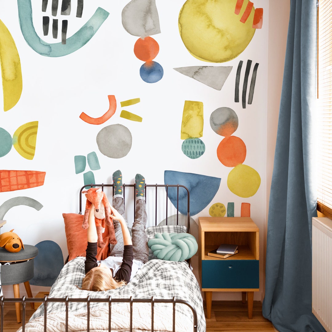 Abstract Shapes Bright - Large Kit - Fabric Wall Decal - Mej Mej - Etsy