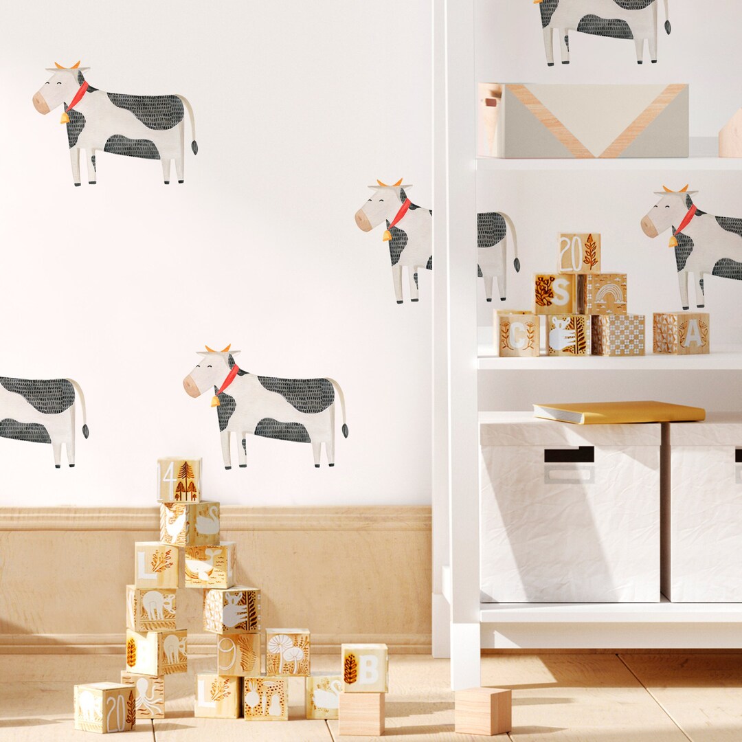 Cow Toss - Fabric Wall Decal - Modern Farm - Mej Mej - Etsy