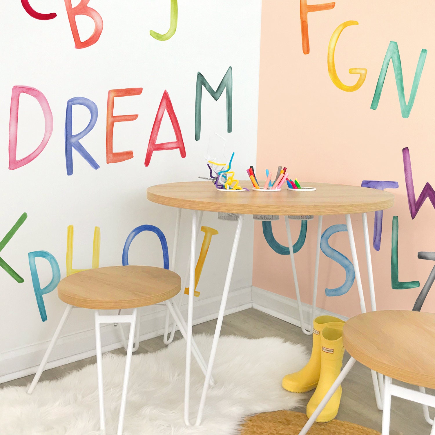 Rainbow Uppercase Letters Fabric Wall Decal Color Story - Etsy