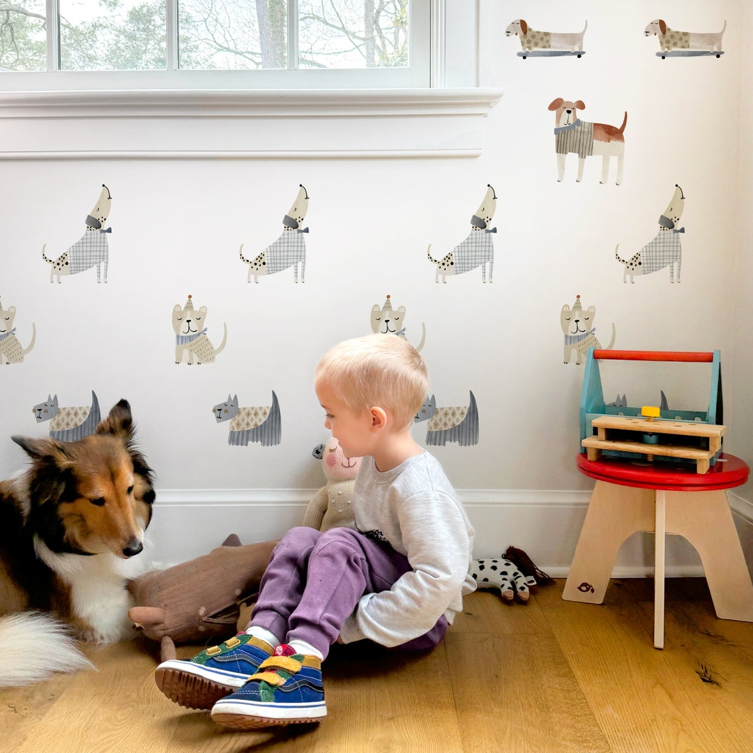 Dog Toss - Latte - Fabric Wall Decal - Pet House - Mej Mej - Etsy