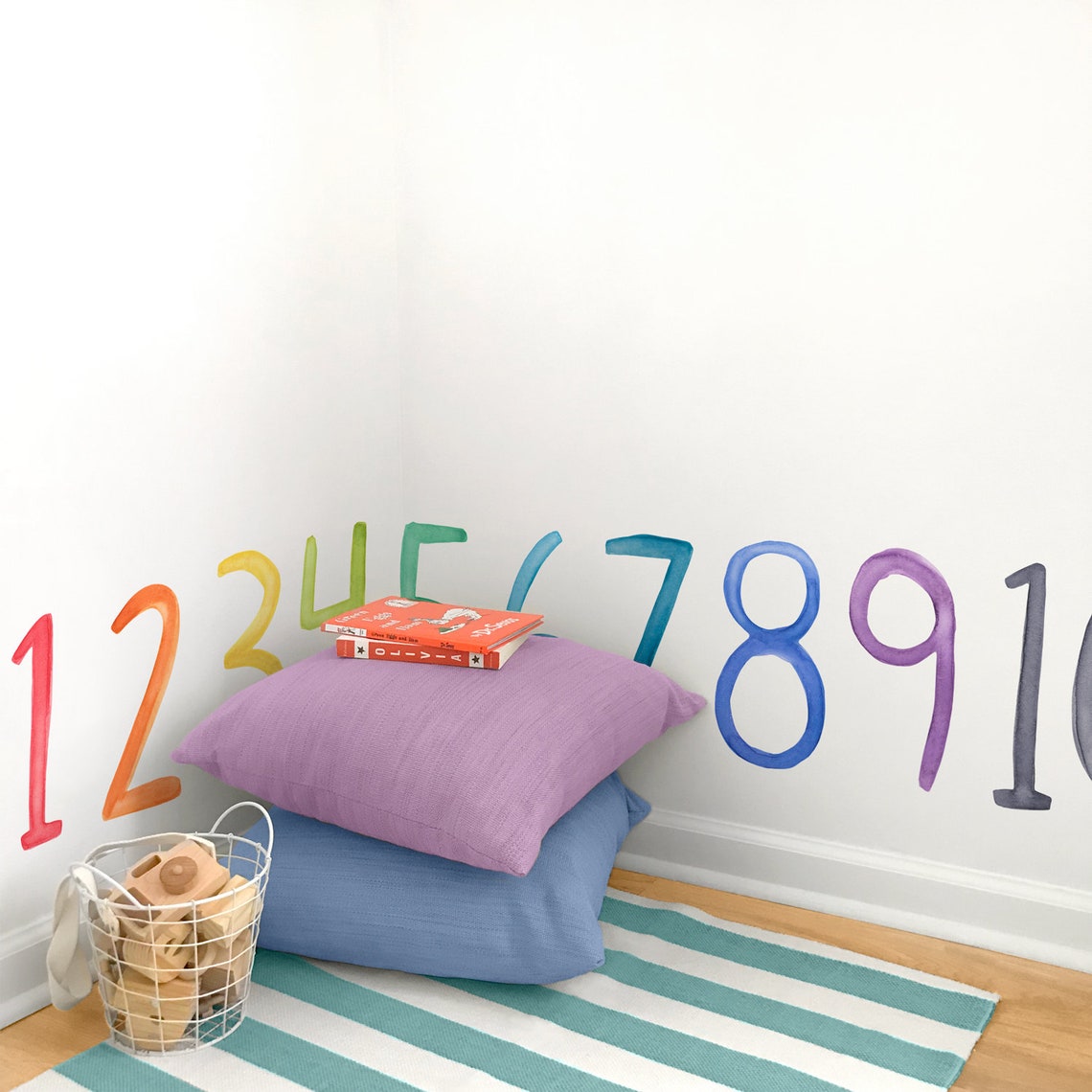 Rainbow Watercolor Numbers Fabric Wall Decal Color Story - Etsy Australia