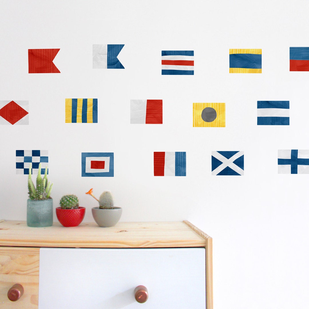 Nautical Flags - Fabric Wall Decal - Sag Harbor - Mej Mej - Etsy