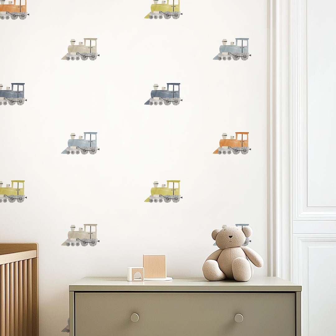 Train Engines - Peel-and-stick Wall Decals - Away We Go - Mej Mej - Etsy