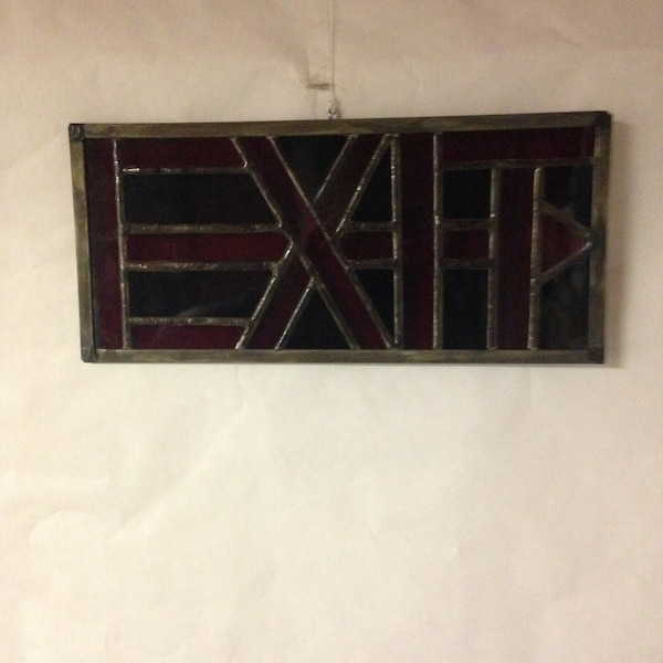 Stained Glass Exit Sign - Etsy