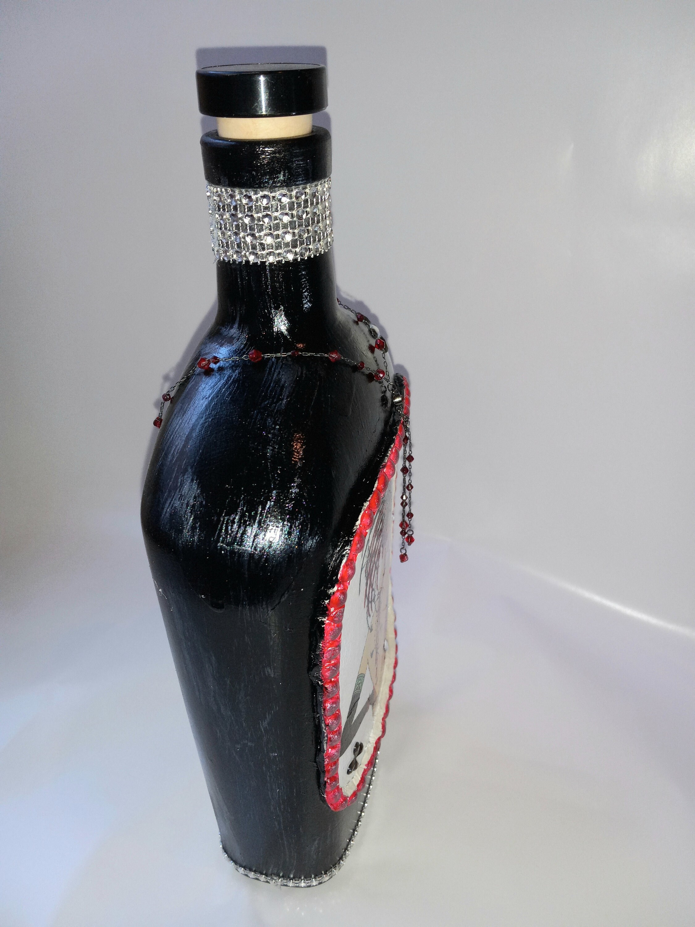 Decoupaged Art Deco Flapper Decor Bottle, Upcycled Liquor Bottle ...