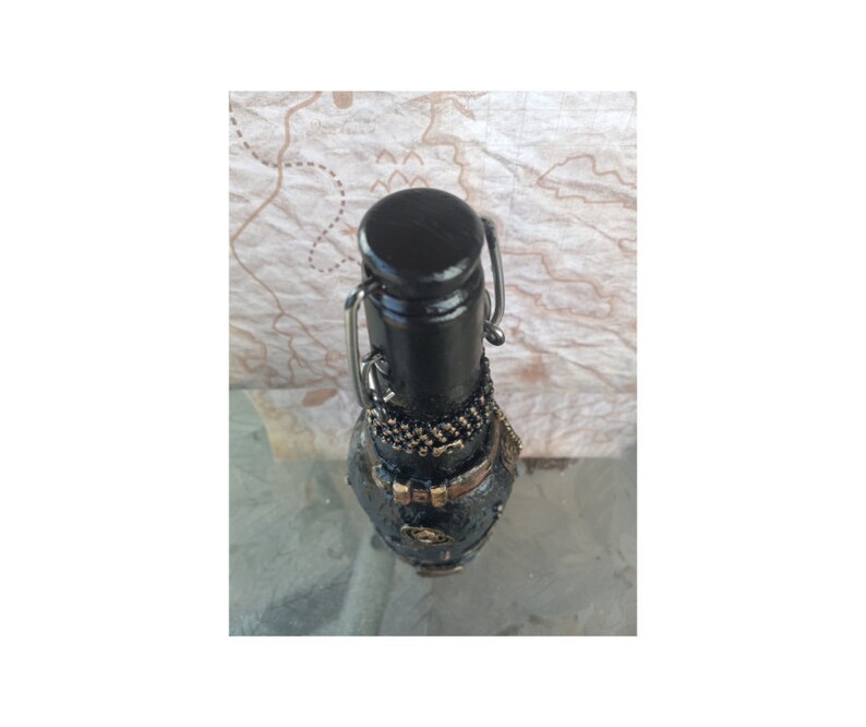 Steampunk Decoupaged Bottle/ Pirate's Grog Bottle/ Halloween Decor ...