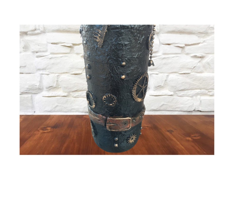 Steampunk Decoupaged Bottle/ Pirate's Grog Bottle/ Halloween Decor ...