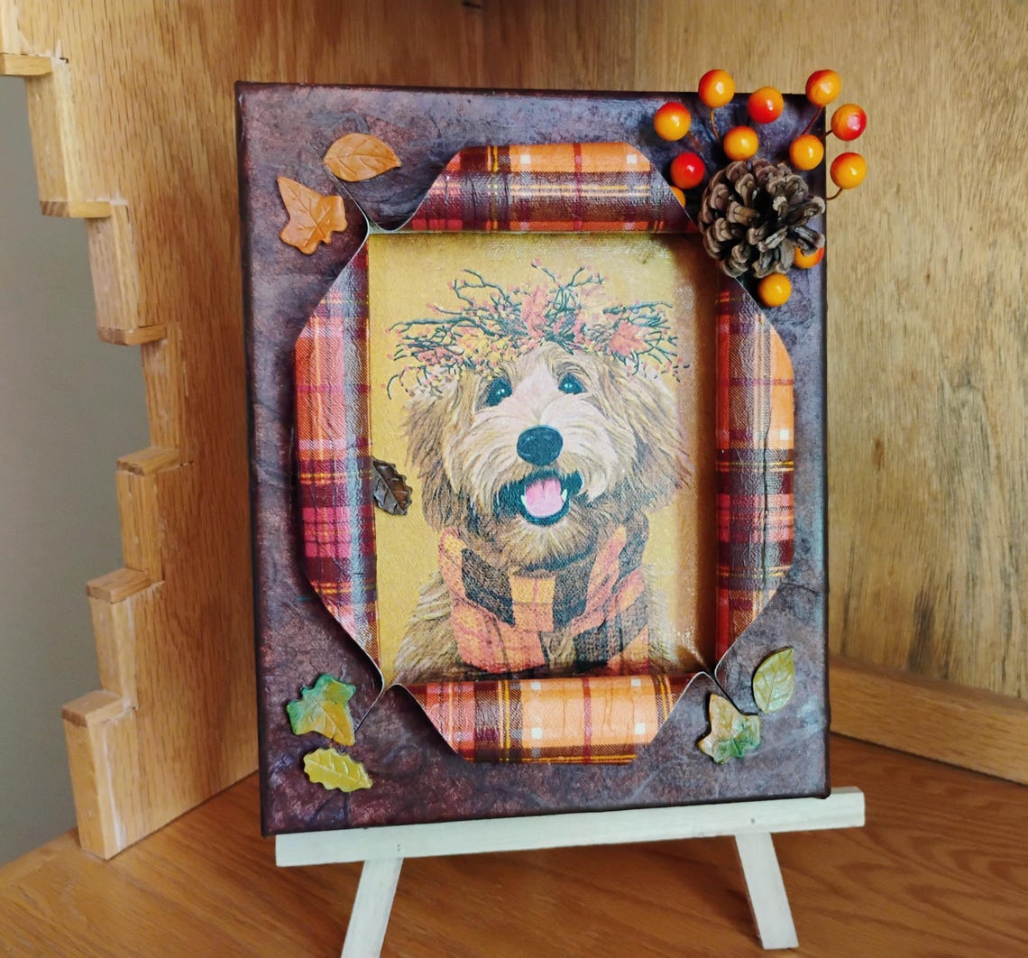 Goldendoodle Fall Busted Canvas Art, 8X10 Framed Farmhouse Decor ...