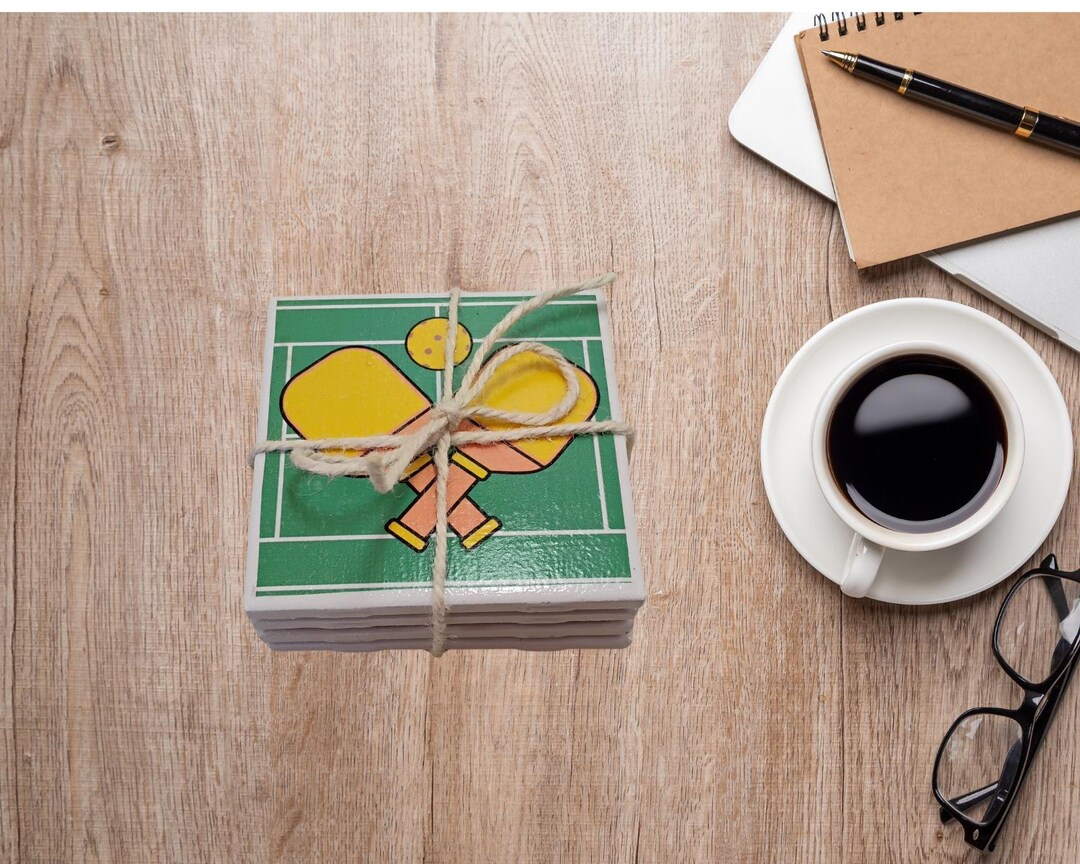 Pickleball Fans Drink Coasters, Decoupaged Subway Tiles, Sports Themed ...
