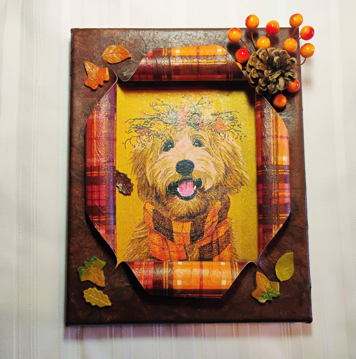 Goldendoodle Fall Busted Canvas Art, 8X10 Framed Farmhouse Decor ...