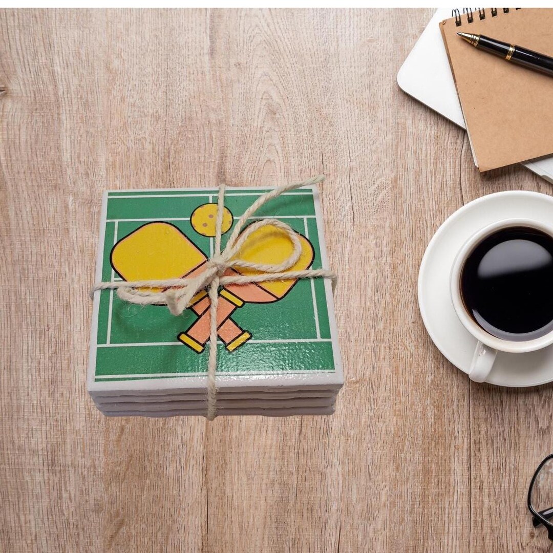 Pickleball Drink Coasters: Upcycled Subway Tiles, Set of 4 - Etsy
