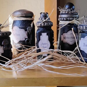 Upcycled Halloween Potion Bottles: Spooky Apothecary Decor, Black Magic ...