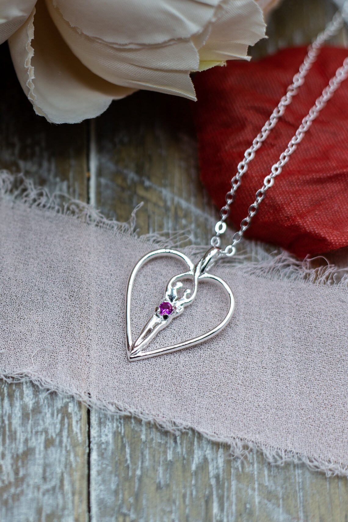 Symbol of Love, Sterling Silver Soulmate Heart Necklace, Stone Necklace ...