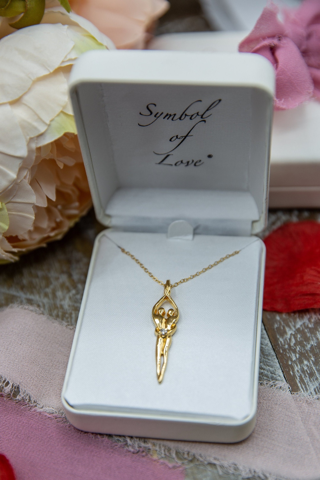Symbol of Love, Gold Soulmate Necklace, Stone Necklace, Gold Chain ...