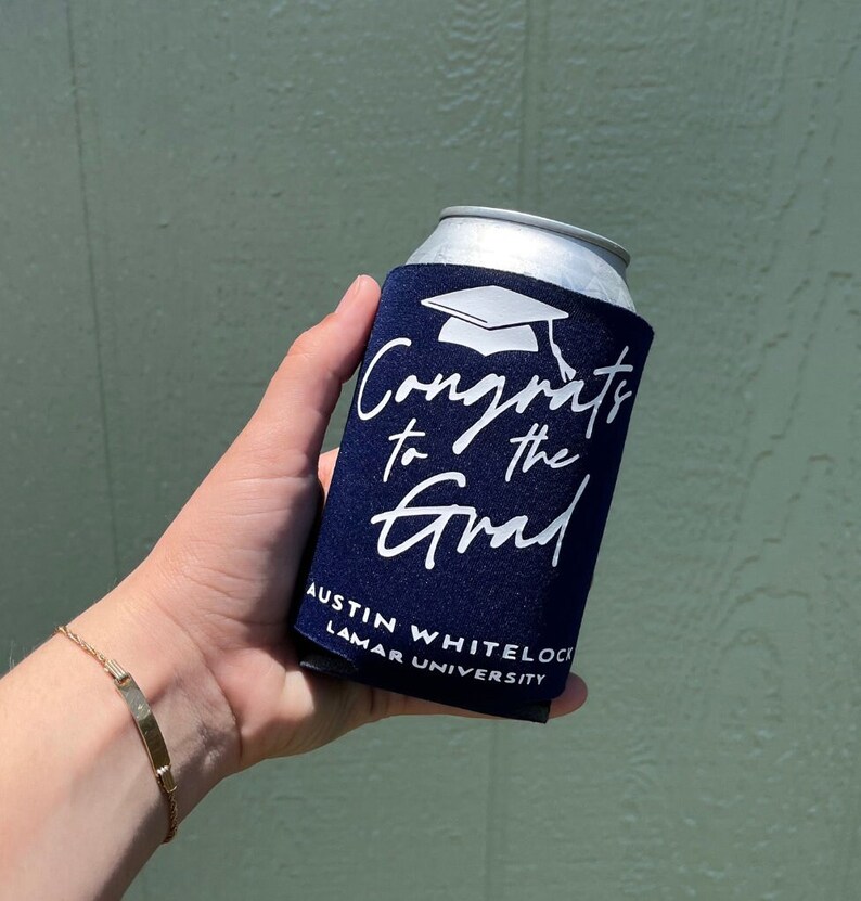 Congrats to the Grad Can Cooler, Personalized Graduation Party Koozies ...
