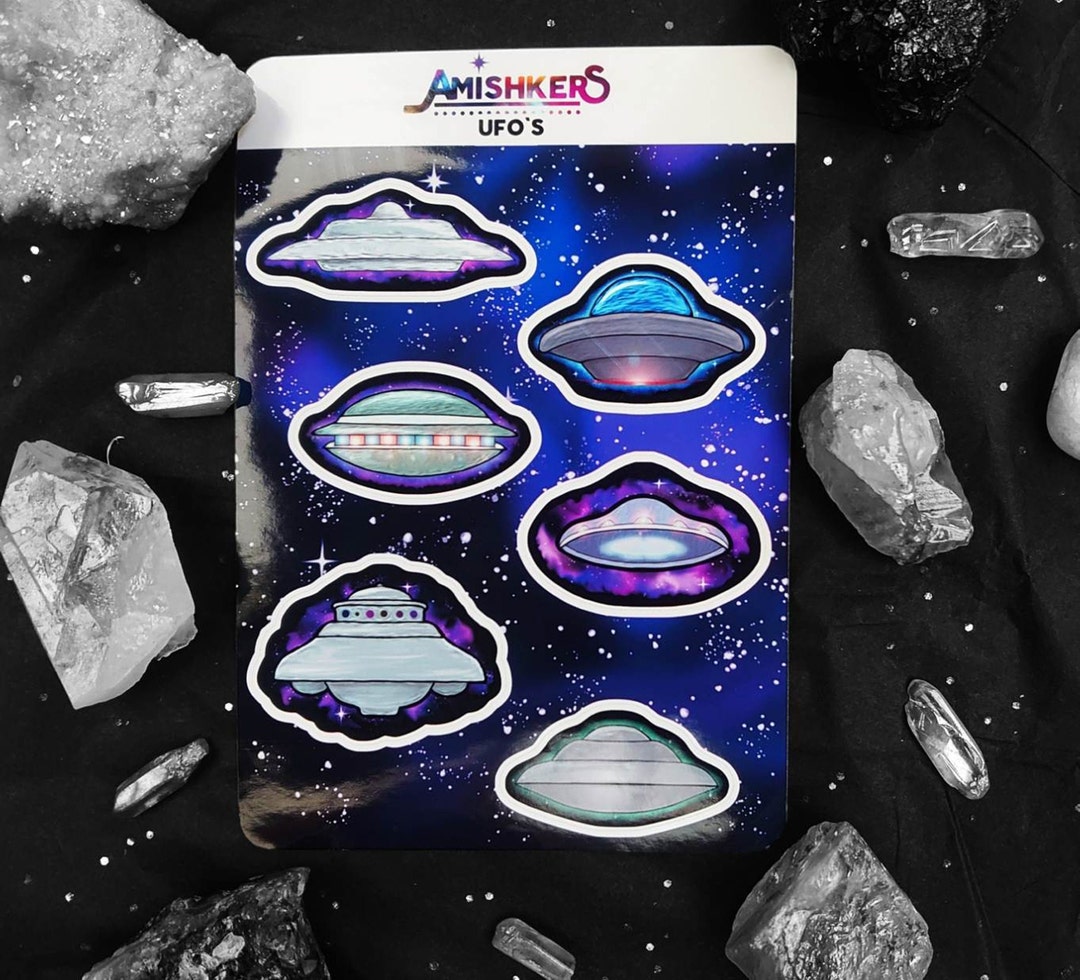 UFO Spaceship Sticker Sheet Collection Interstellar Flying - Etsy