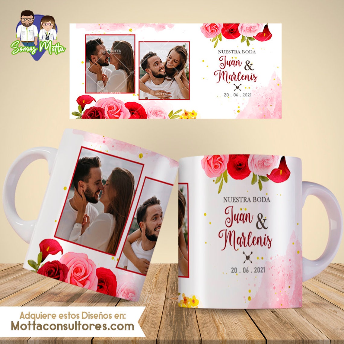 Plantillas Para Sublimar Psd Matrimonios Y Bodas Tazas Etsy