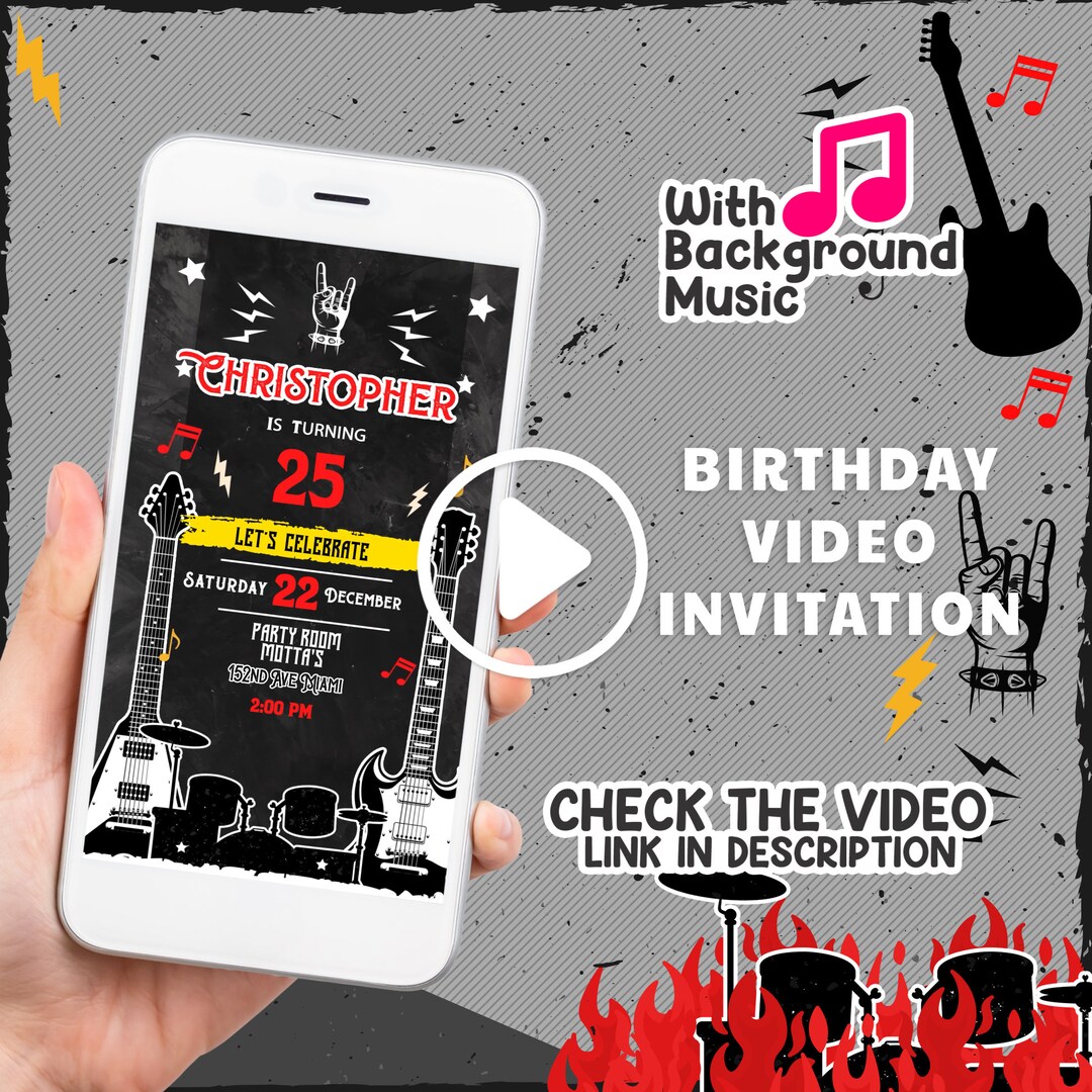 Rock Birthday Invitation Rock and Roll Birthday Invitation - Etsy