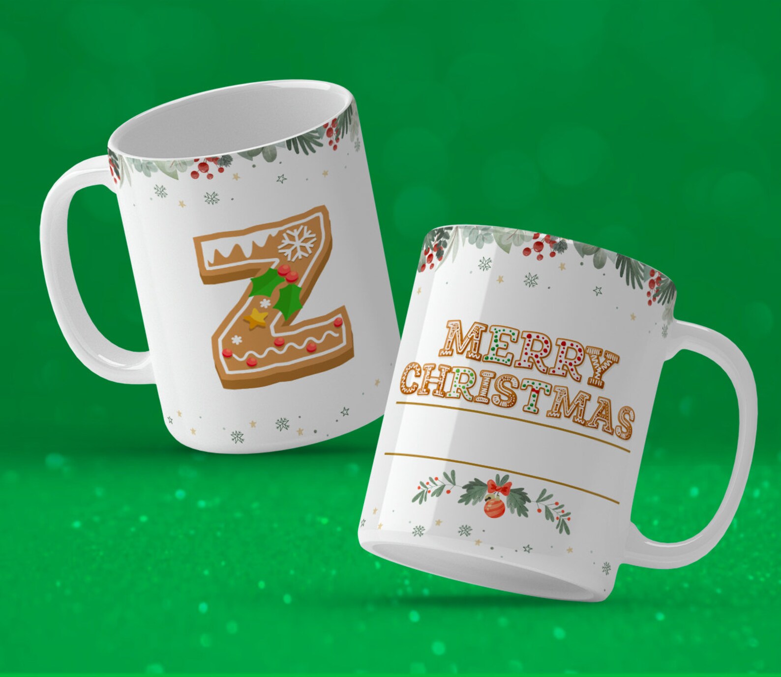Christmas Alphabet Mug Designs Ginger cookie Christmas Mug - Etsy España