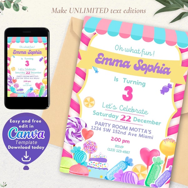 Candyland Invitation - Etsy