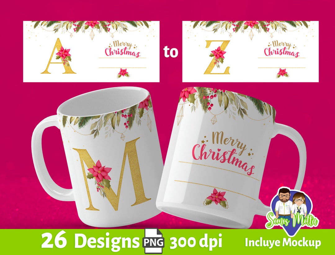 Christmas Mug Template, Christmas Alphabet Mug Designs PNG, Sublimate ...