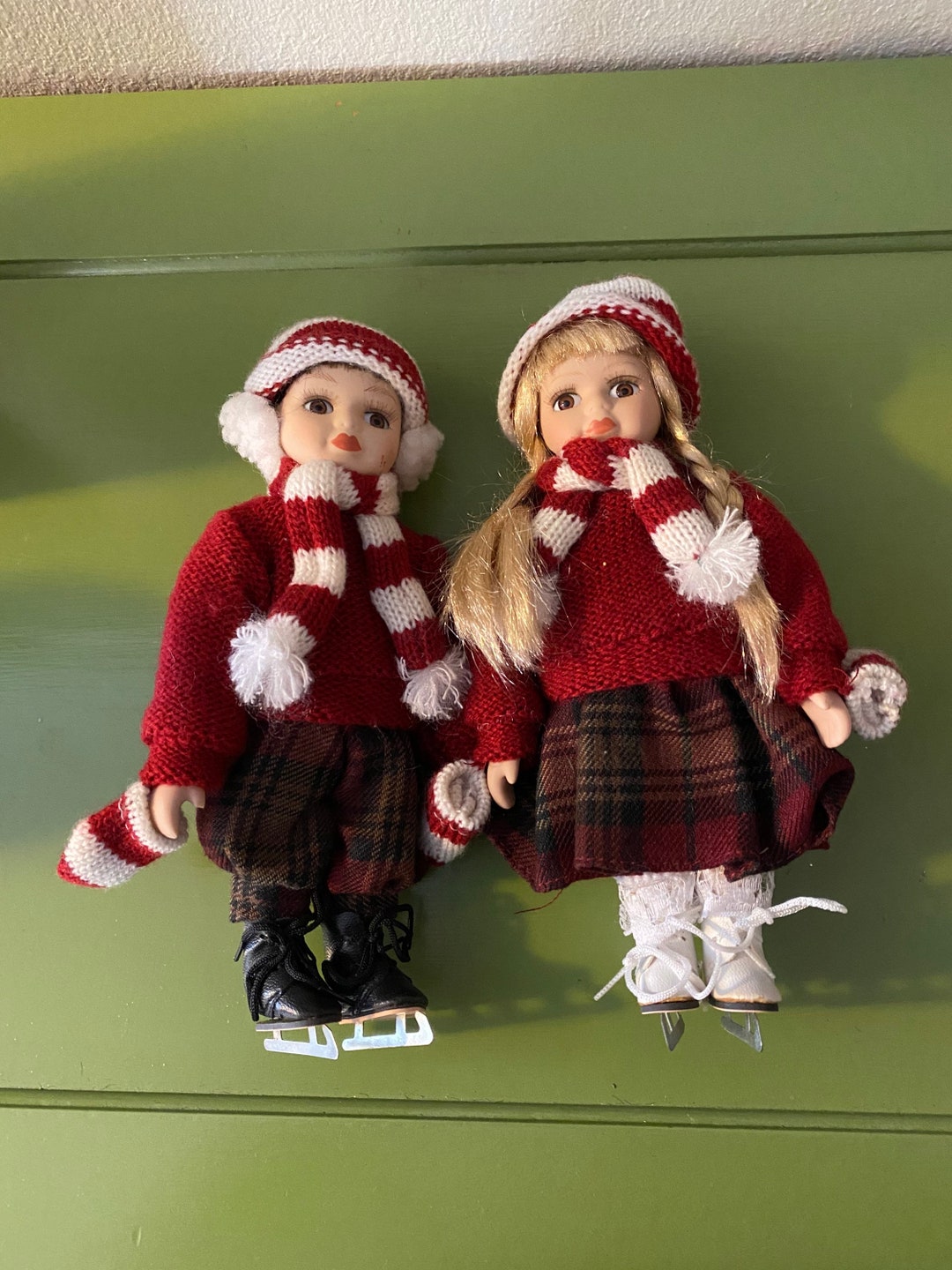 2 Adorable Ice Skating Ceramic Dolls - Etsy