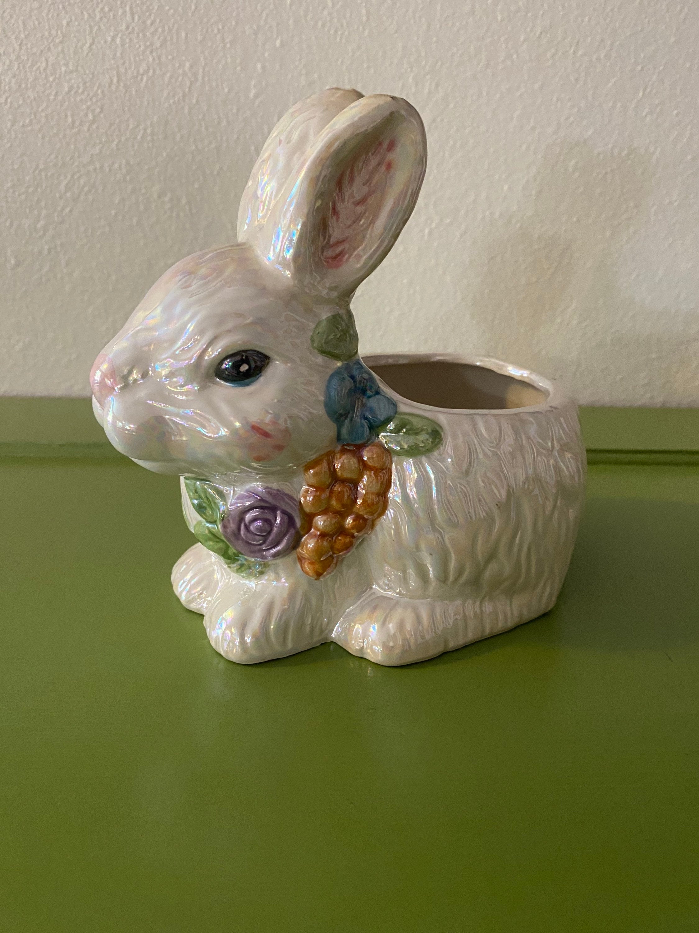 Vintage Ceramic Easter Bunny Planter (d) - Etsy
