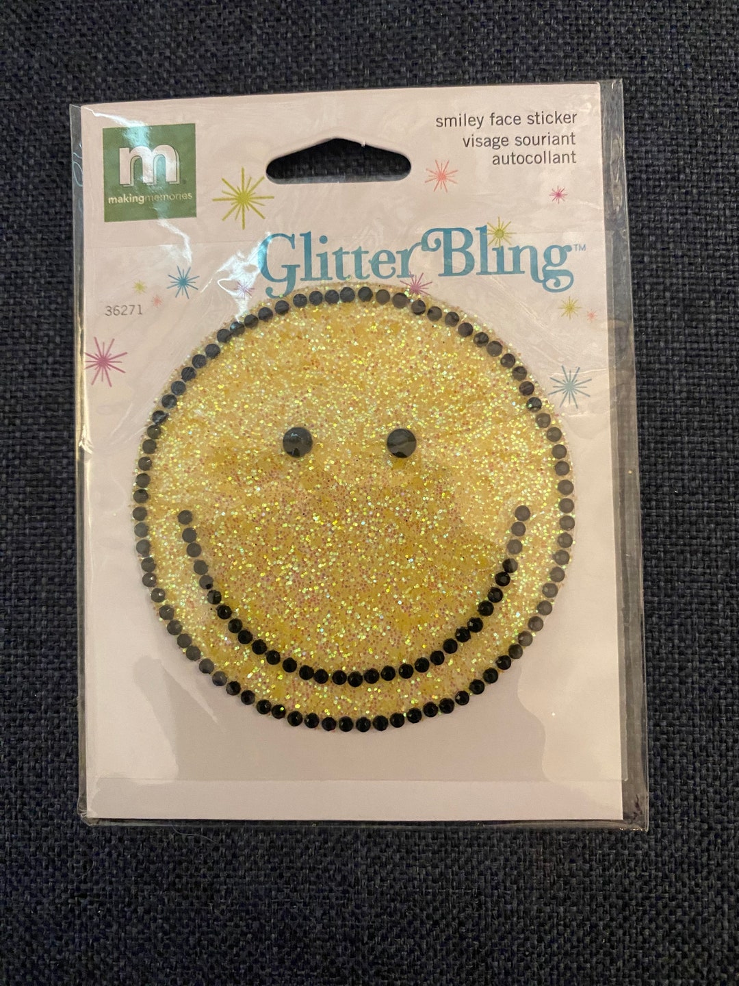 Glitter Bling Smiley Face Sticker (paper) - Etsy