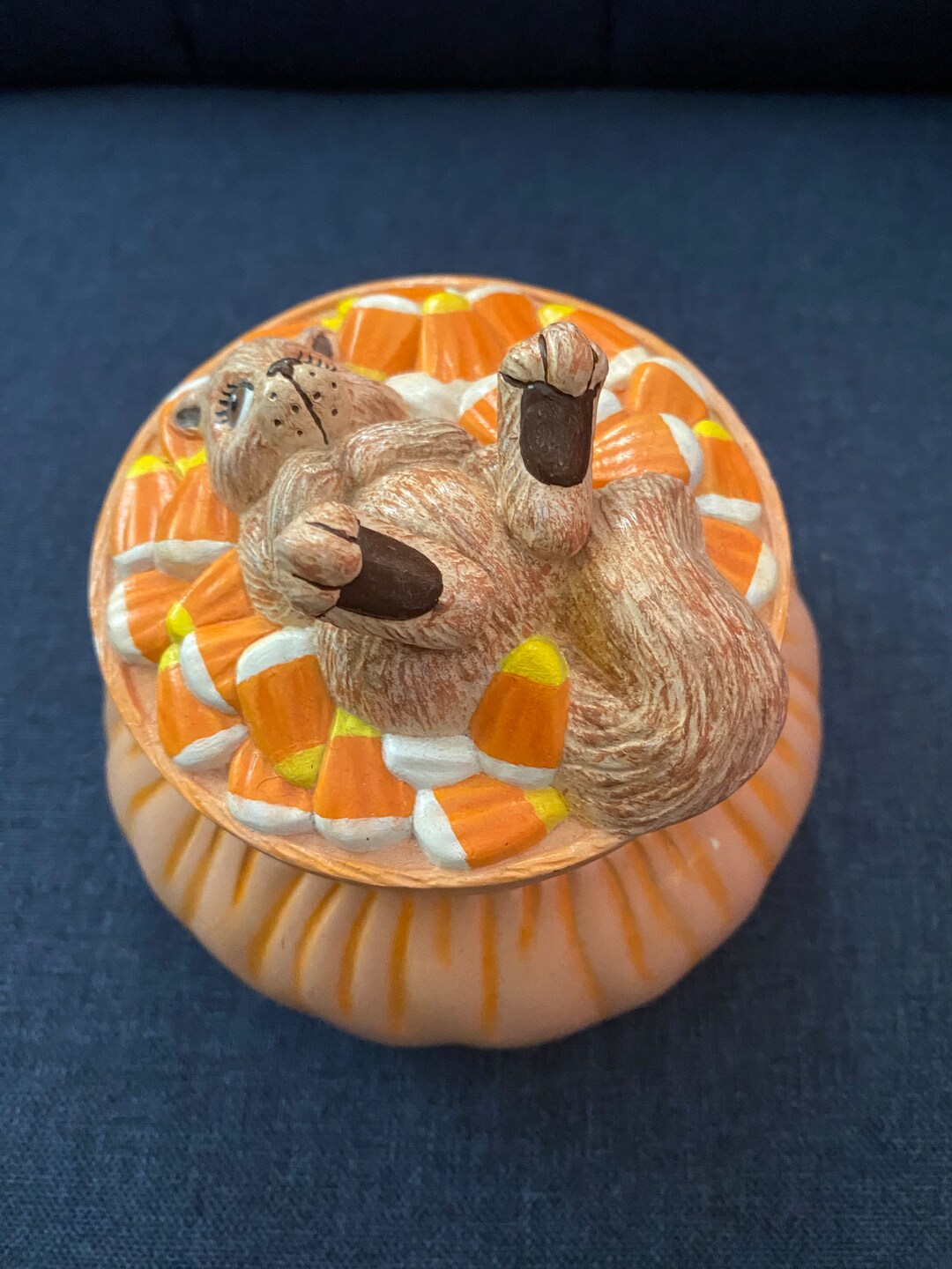 Ceramic Squirrel and Candy Corn Lidded Dish - Etsy