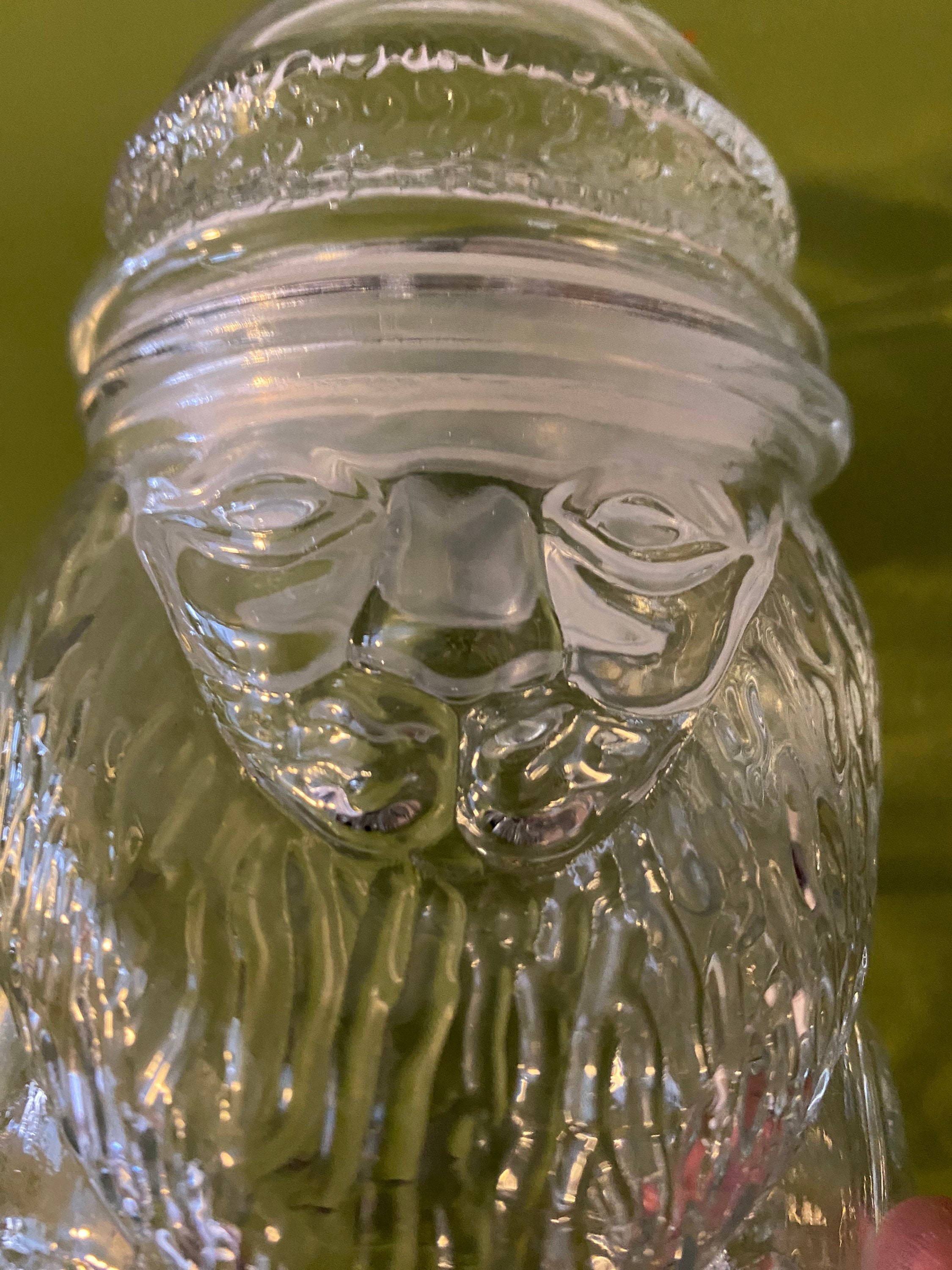 Vintage Glass Santa Lidded Candy Jar - Etsy
