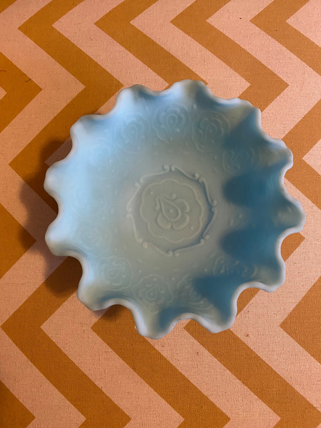 Vintage Fenton Blue Milk Glass Candy Dish - Etsy