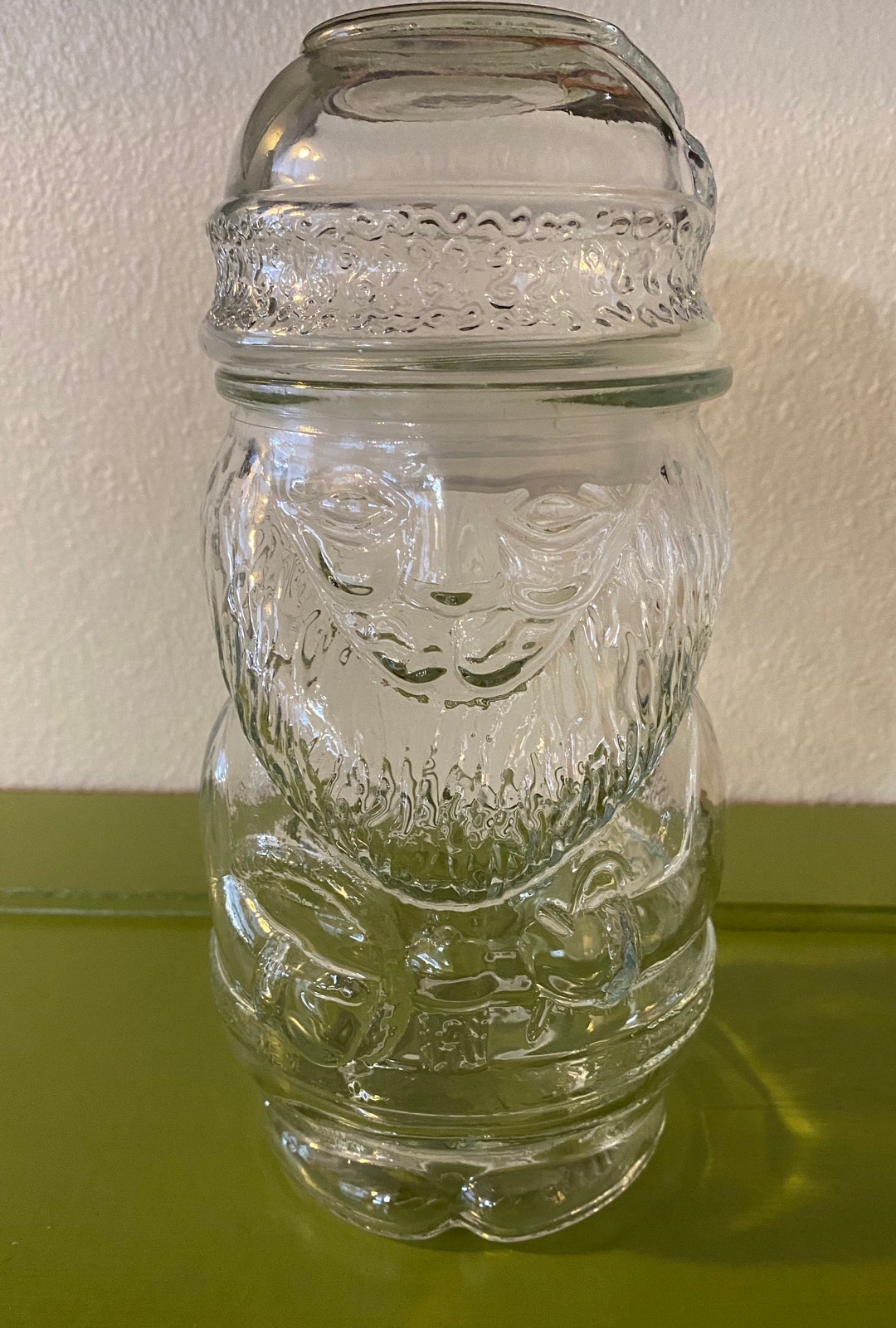 Vintage Glass Santa Lidded Candy Jar - Etsy