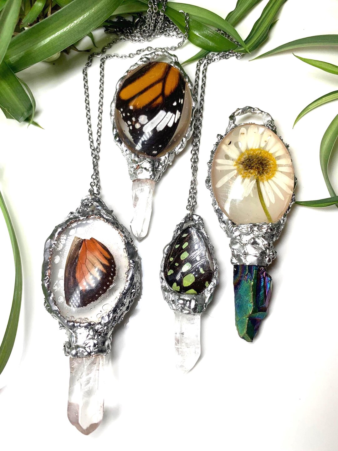 Real Butterfly Wing Glass & Tin Pendant: Ethically Sourced Insect ...