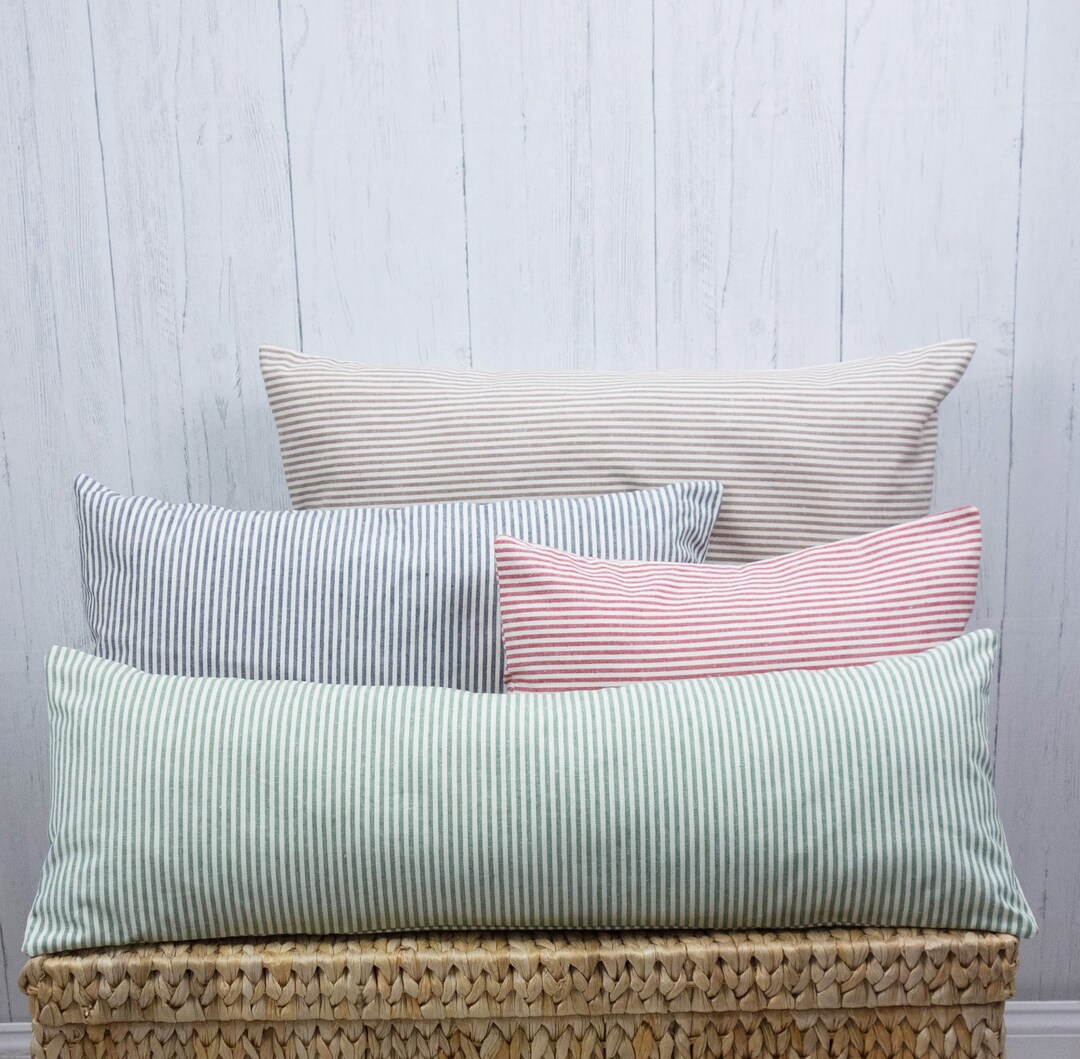 Organic Cotton Hemp Body Pillow Cover: Ticking Stripe Farmhouse Decor ...