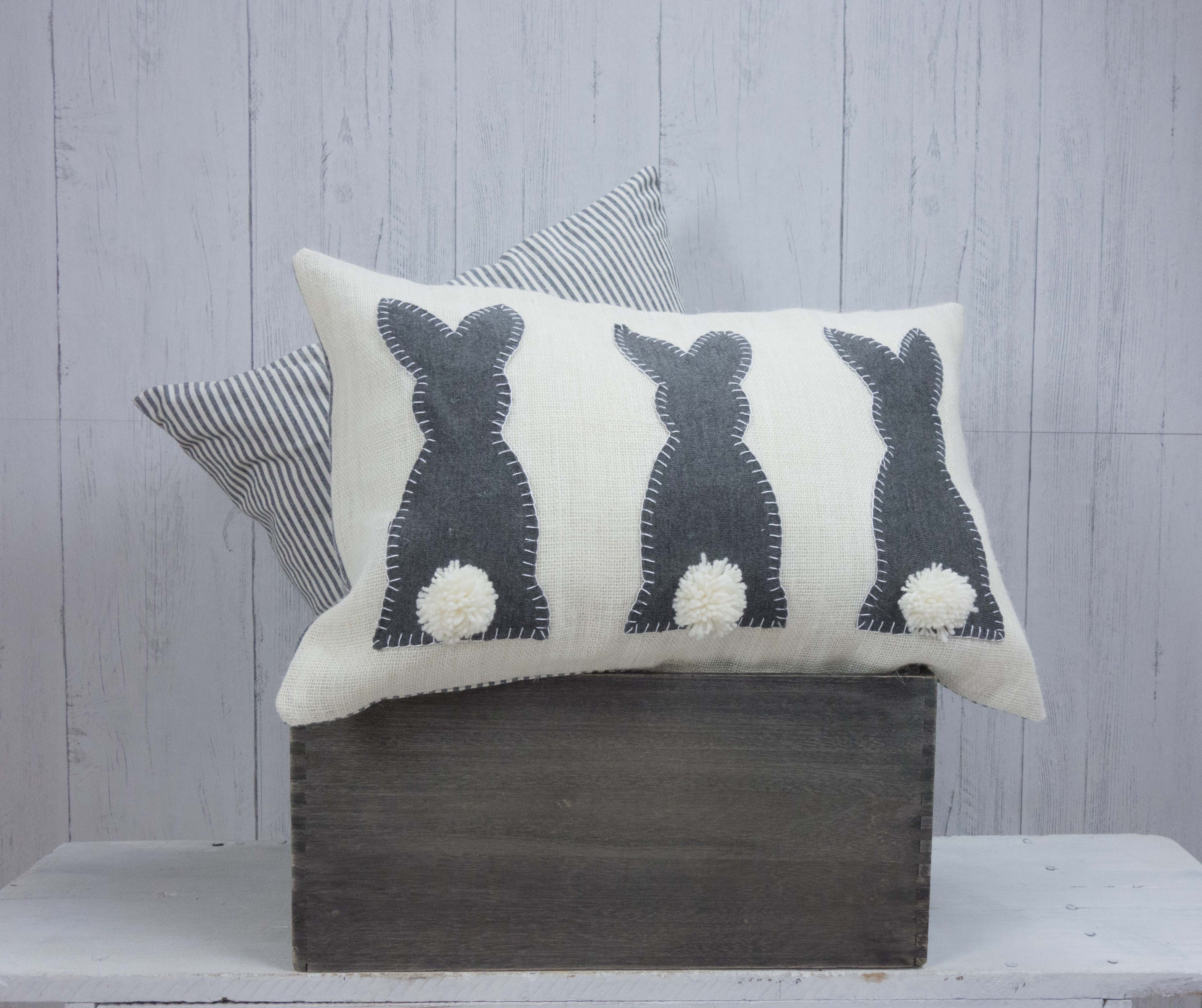 Organic Cotton Bunny Pillow Cover. Hand Stitched Farmhouse - Etsy