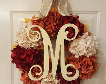 Fall monogram wreath | Etsy