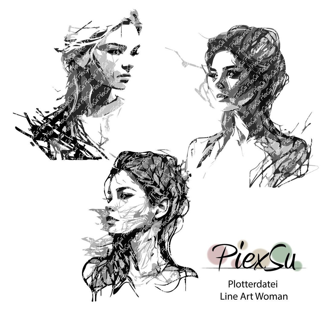 Plotterdatei Set Line Art Woman Von Piexsu Dxf, Svg, Jpg, Png - Etsy