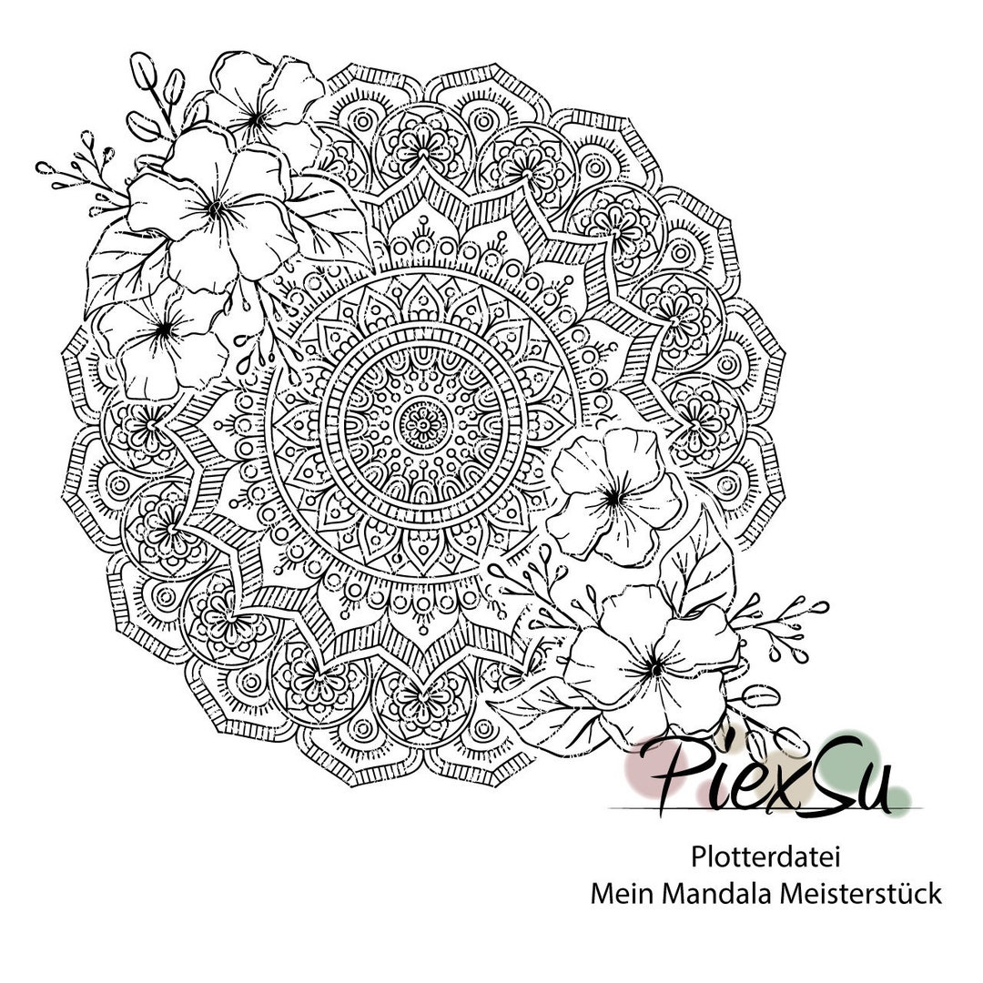Plotterdatei Mandala Mit Blumen Als Dxf Svg Für Silhouette, Brother Cricut Mandala Plotten ...