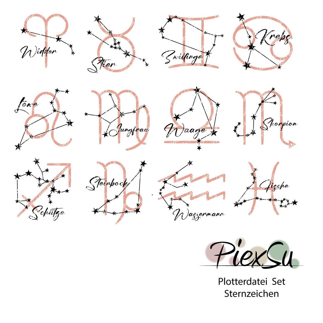 Cutting File Set "zodiac Signs" - DXF, SVG, Jpg & Png - Silhouette ...