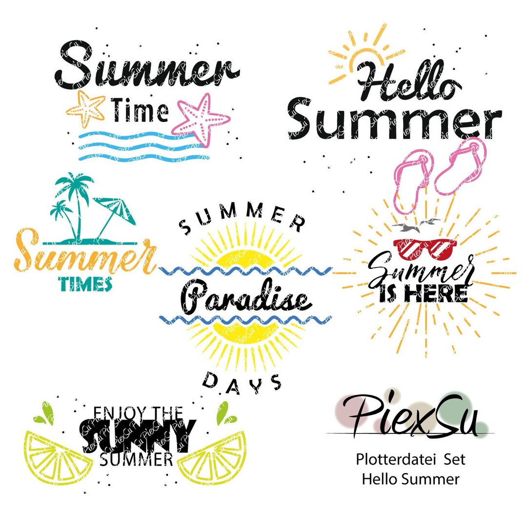 Plotterdatei Set "Hello Summer" - DXF, SVG, jpg & png - Silhouette, Brother, Cricut | PiexSu ...