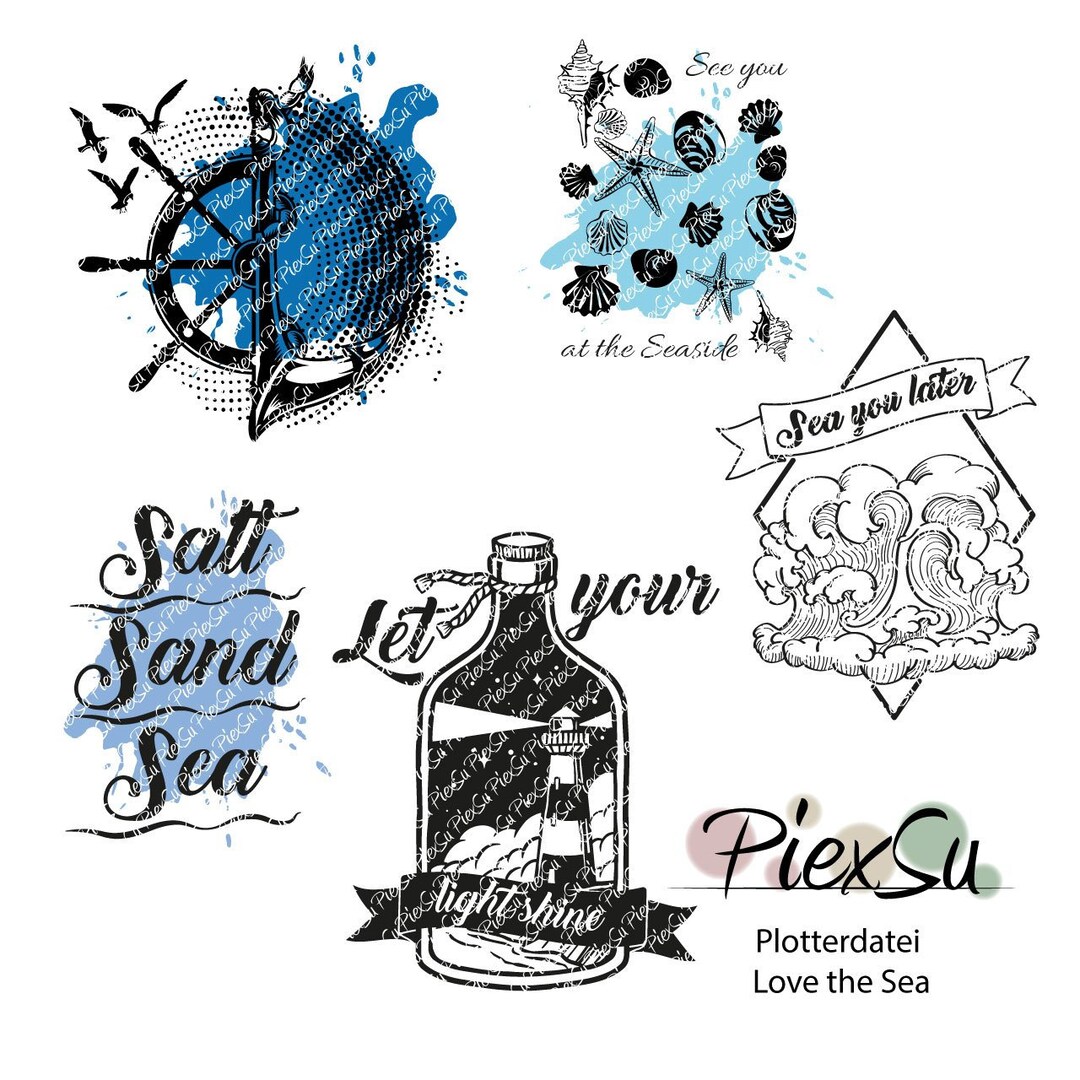 Cutting File Set "love the Sea" - DXF, SVG, Jpg & Png - Silhouette ...
