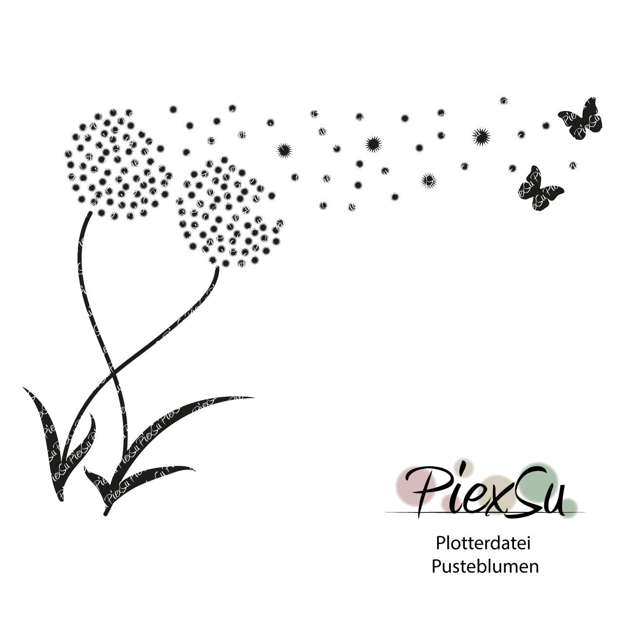 Plotterdatei Pusteblume als dxf + svg für Silhouette, Brother + Cricut | Pusteblume plotten ...