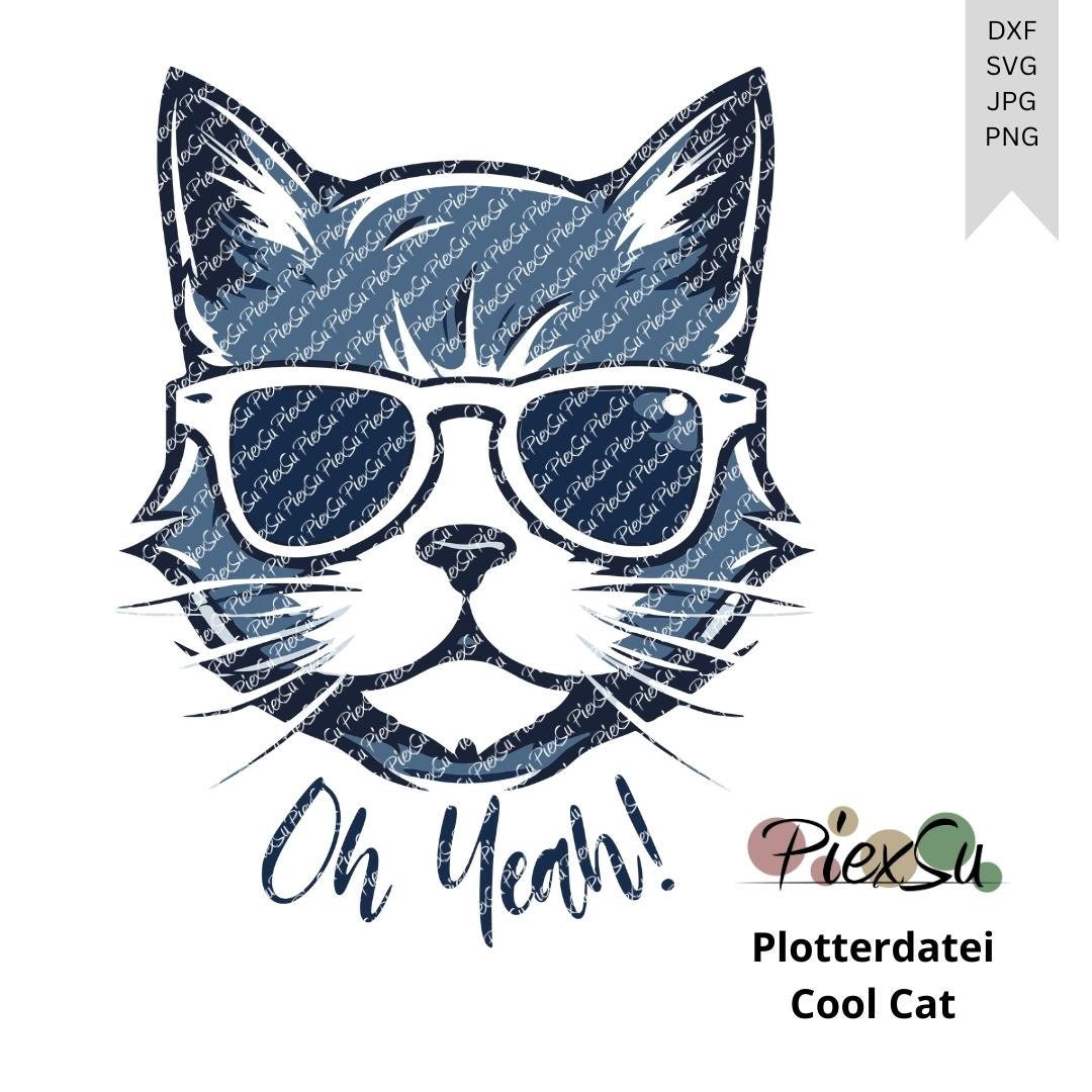 Plotterdatei cool Cat Von Piexsu Dxf Svg Jpg - Etsy